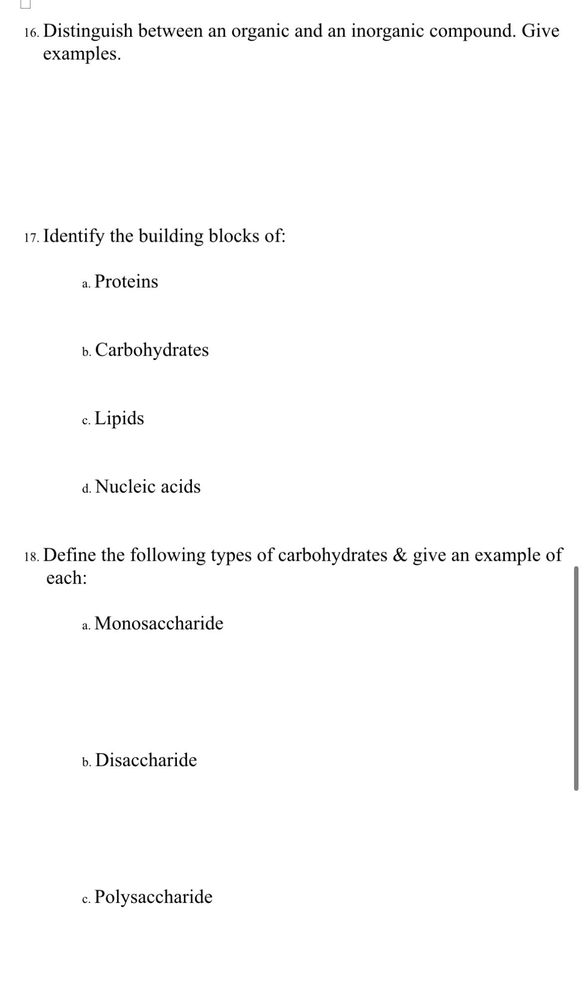 Solved Distinguish between an organic and an inorganic | Chegg.com