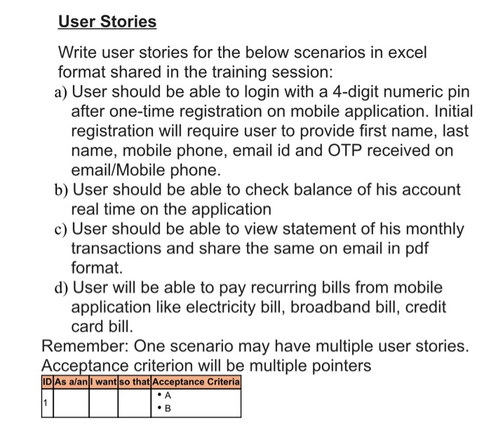 User Stories Write user stories for the below | Chegg.com