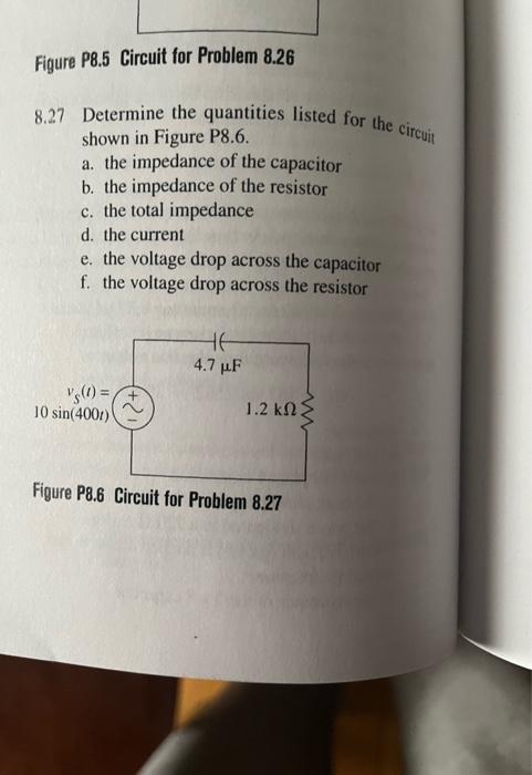 Solved Figure P8.5 Circuit for Problem 8.26 8.27 Determine | Chegg.com
