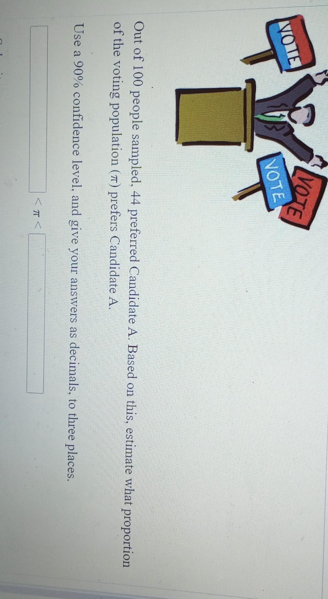 Solved Out of 100 people sampled, 44 preferred Candidate A. | Chegg.com
