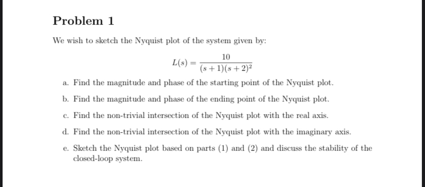 Solved Problem 1We wish to sketch the Nyquist plot of the | Chegg.com