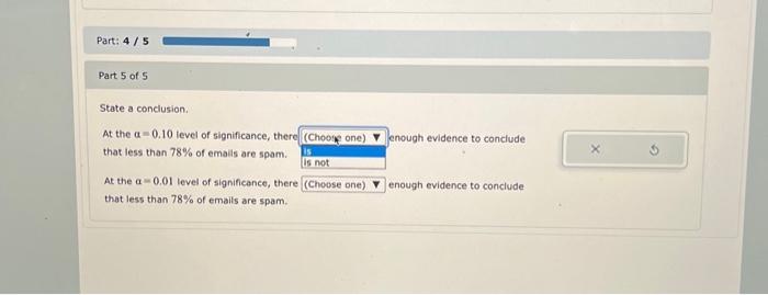 Solved part 4 - reject or do not rejectpart 5- is or is not | Chegg.com