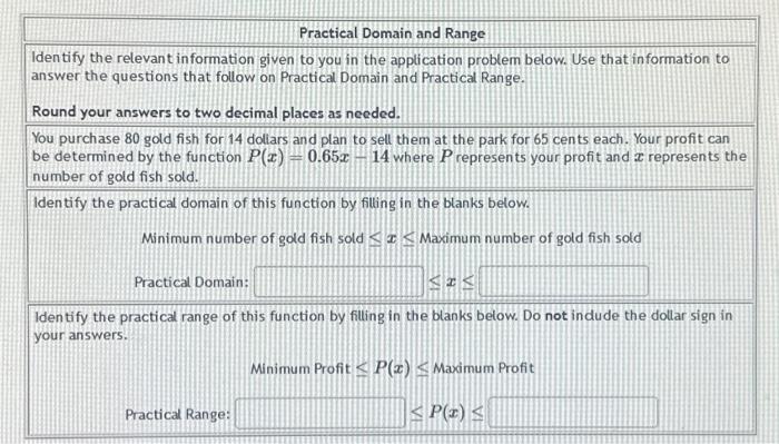 Solved Practical Domain and Range Identify the relevant | Chegg.com