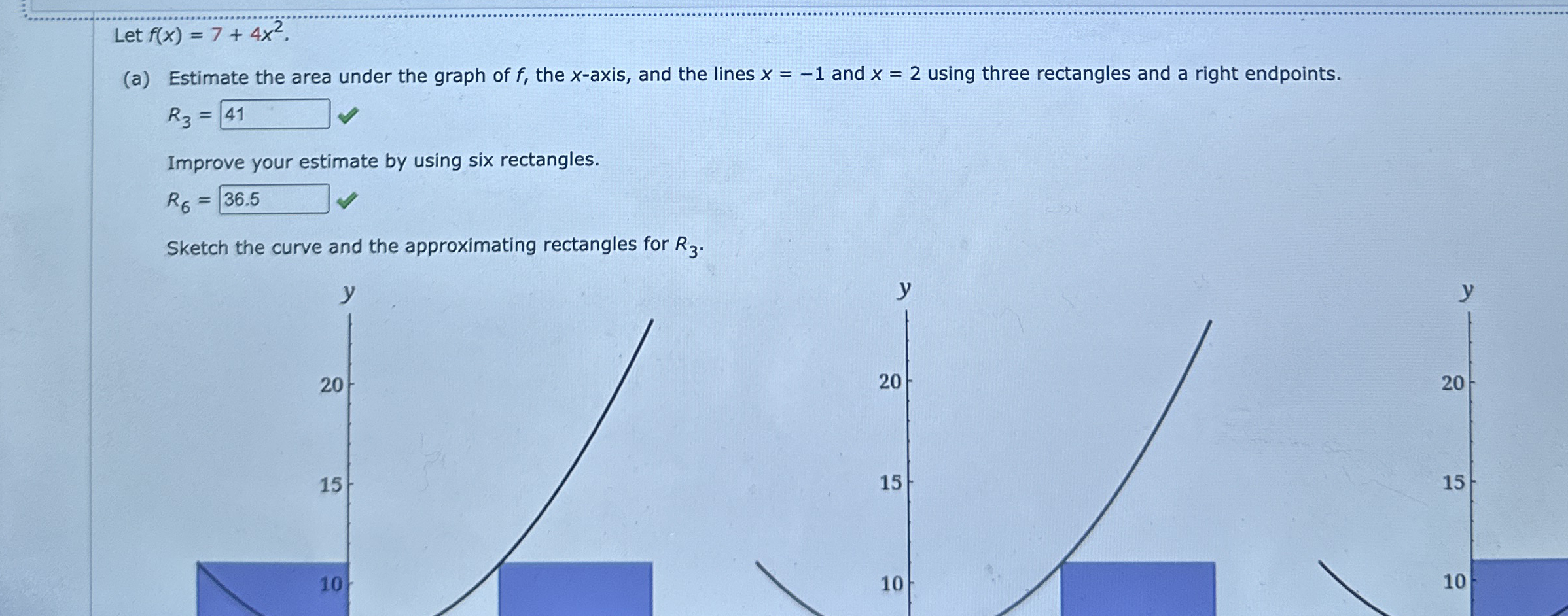 Solved Let f(x)=7+4x2.(a) ﻿Estimate the area under the graph | Chegg.com