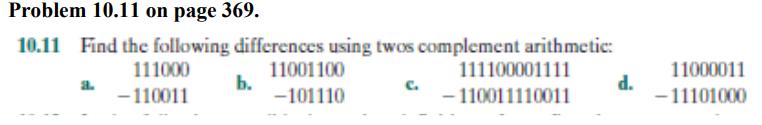 Solved -11101000 ﻿Problem 10.11 on ﻿page 369.10.11 ﻿Find the | Chegg.com
