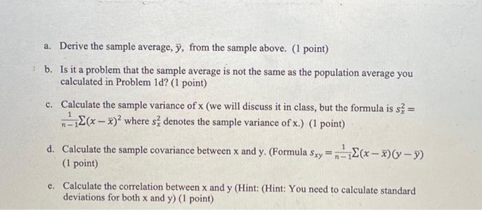 Solved 2. Working with Samples. Consider the following | Chegg.com