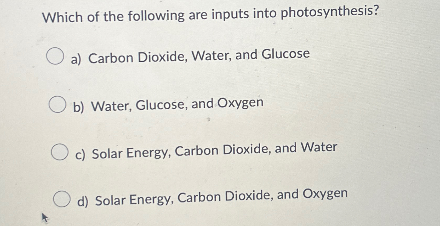 Solved Which of the following are inputs into | Chegg.com