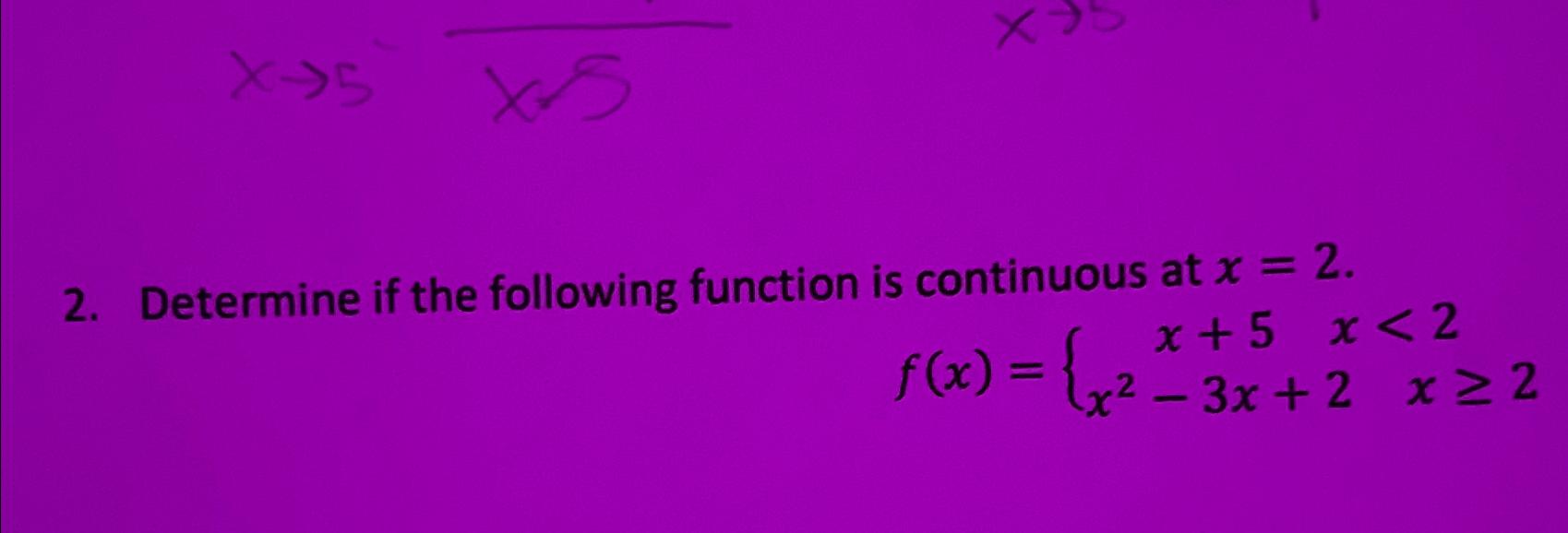 Solved Determine If The Following Function Is Continuous At