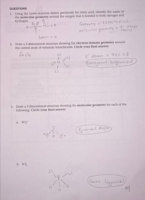 Solved PART B. LEWIS STRUCTURES, VSEPR, AND MODELSPart B. | Chegg.com