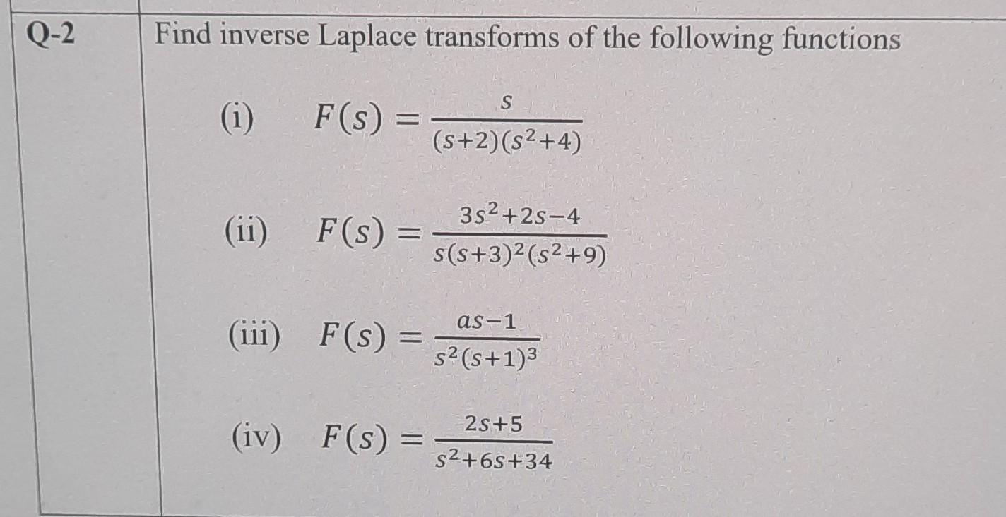 Solved Find inverse Laplace transforms of the following | Chegg.com