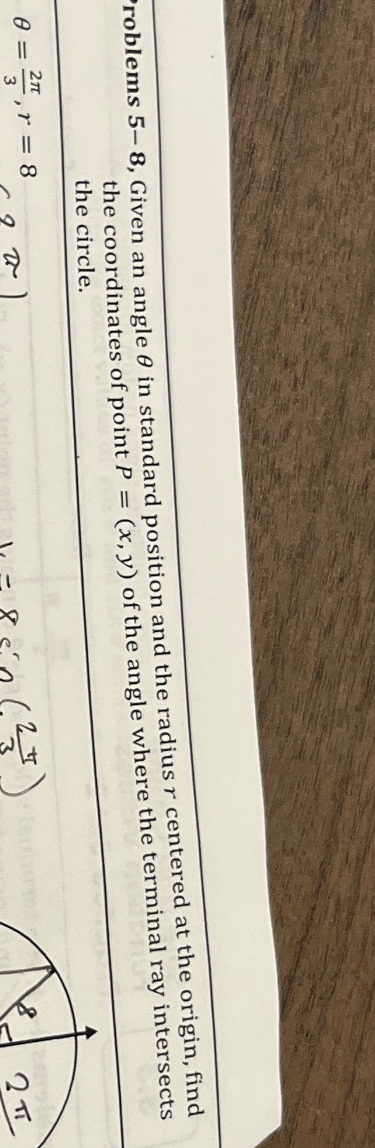 Solved roblems 5-8, ﻿Given an angle θ ﻿in standard position | Chegg.com