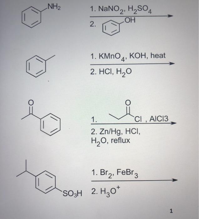 Solved -NH₂ 1. NaNO2, H2SO4 OH 2. 1. KMnO4, KOH, heat 2. | Chegg.com