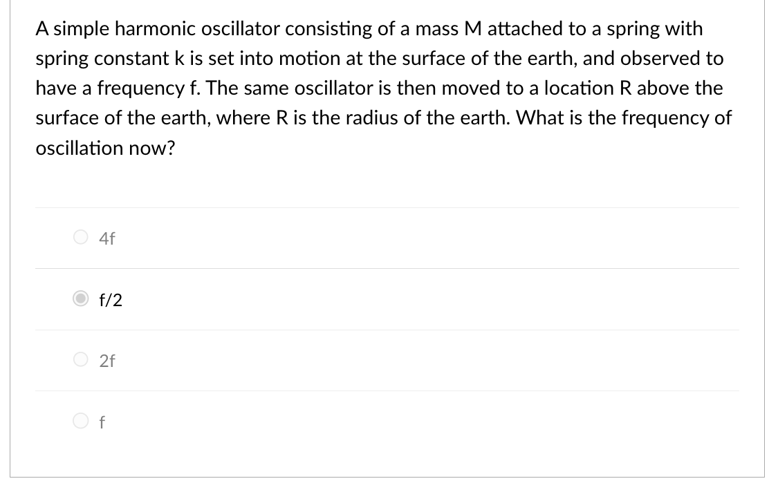 Solved A simple harmonic oscillator consisting of a mass M | Chegg.com