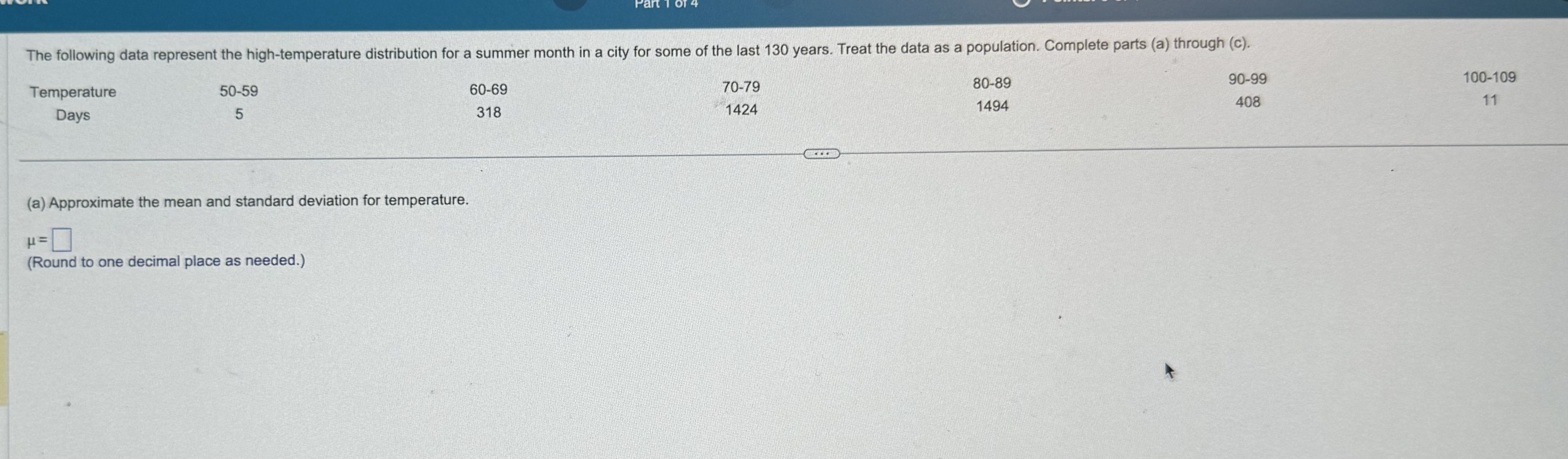 Solved The following data represent the high-temperature | Chegg.com