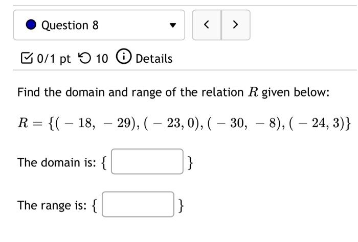 Solved Find the domain and range of the relation R given | Chegg.com
