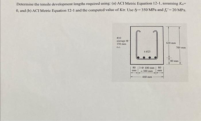 Solved Determine the tensile development lengths required | Chegg.com