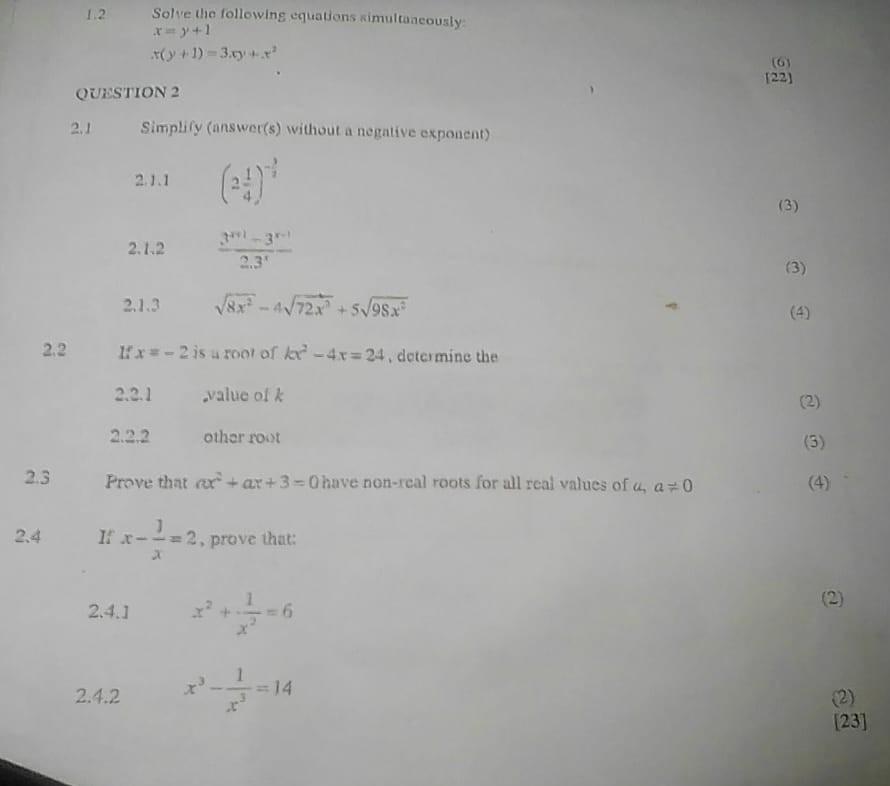 Solved 1.2 Solve the following equations simultaneously: | Chegg.com