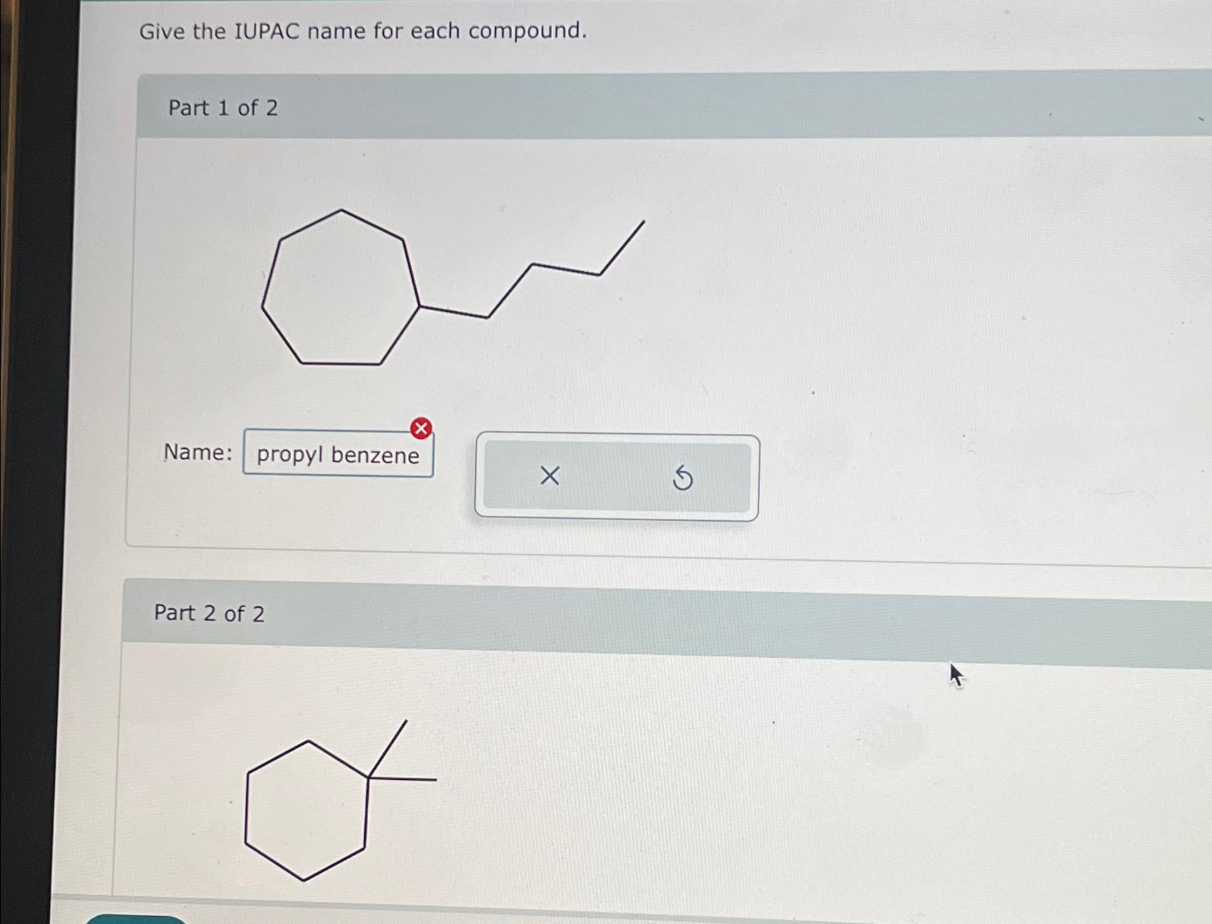 Solved Give the IUPAC name for each compound.Part 1 ﻿of | Chegg.com