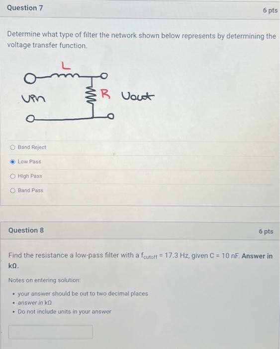 Solved Determine what type of filter the network shown below | Chegg.com