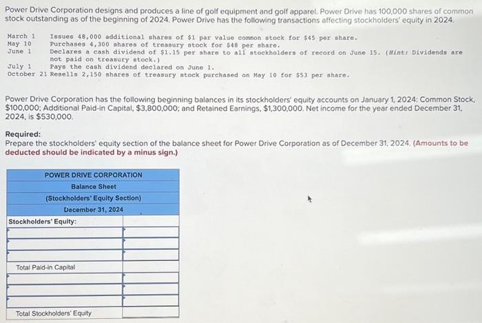 Power Drive Corporation designs and produces a line | Chegg.com