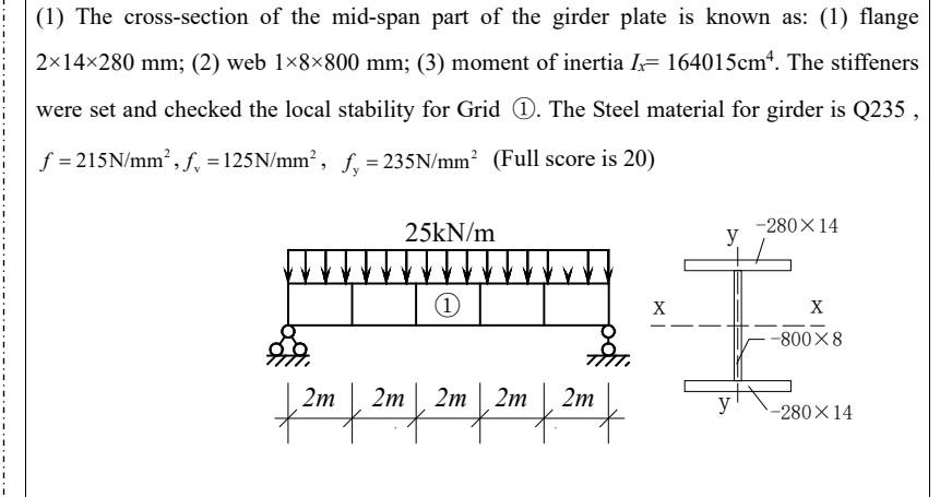 (1) The cross-section of the mid-span part of the | Chegg.com