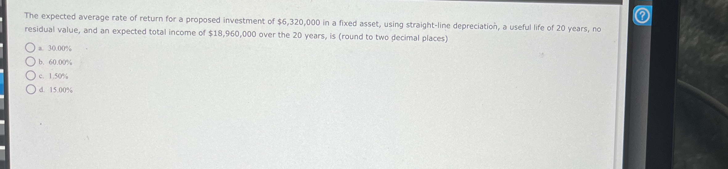Solved The expected average rate of return for a proposed | Chegg.com