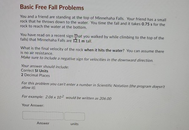 Solved Basic Free Fall Problems You and a friend are | Chegg.com