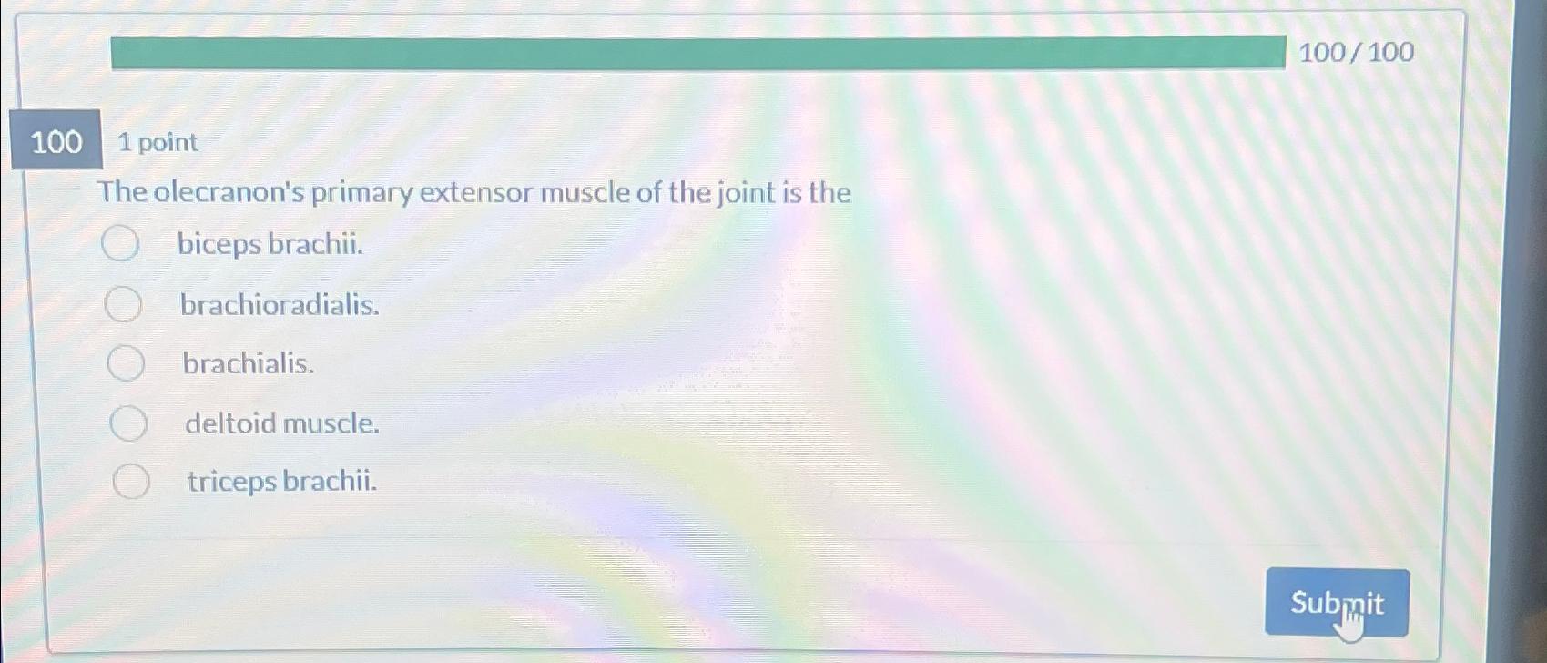 Solved 100100100,1 pointThe olecranon's primary extensor | Chegg.com Solved 100100100,1 pointThe olecranon's primary extensor | Chegg.com