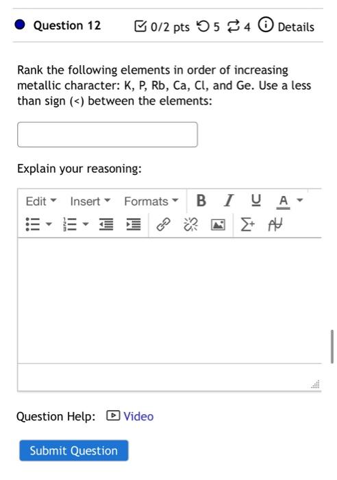 Solved Rank the following elements in order of increasing | Chegg.com