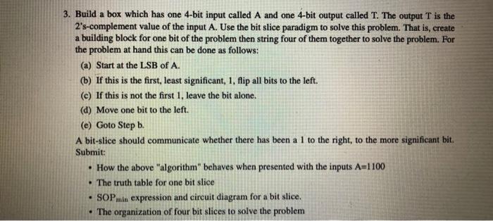 3. Build a box which has one 4-bit input called A and | Chegg.com