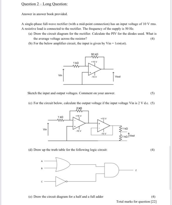 Solved Answer in answer book provided. A single-phase | Chegg.com