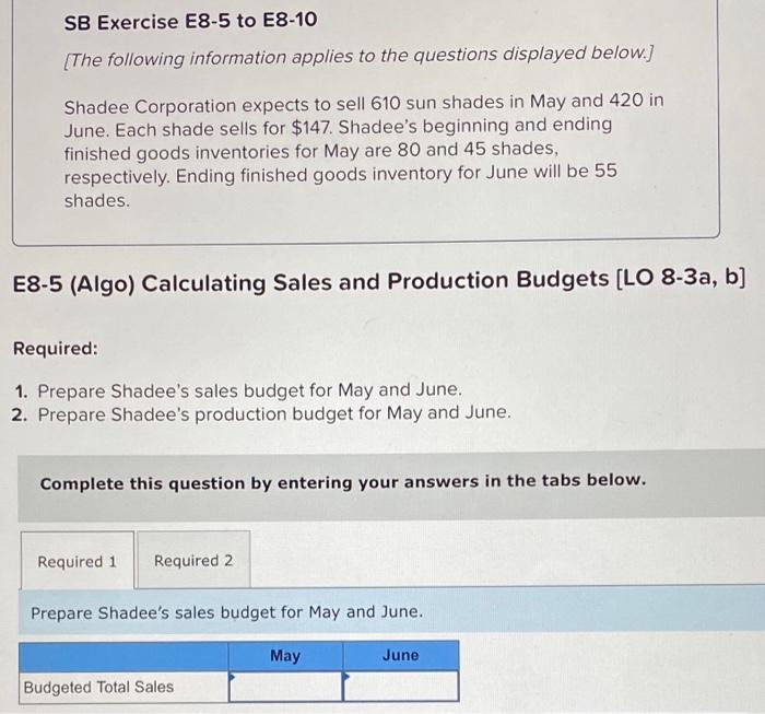 Solved SB Exercise E8-5 to E8-10 [The following information | Chegg.com