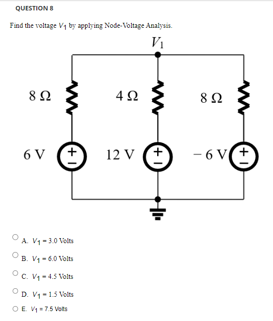 Solved QUESTION 8Find the voltage V1 ﻿by applying | Chegg.com
