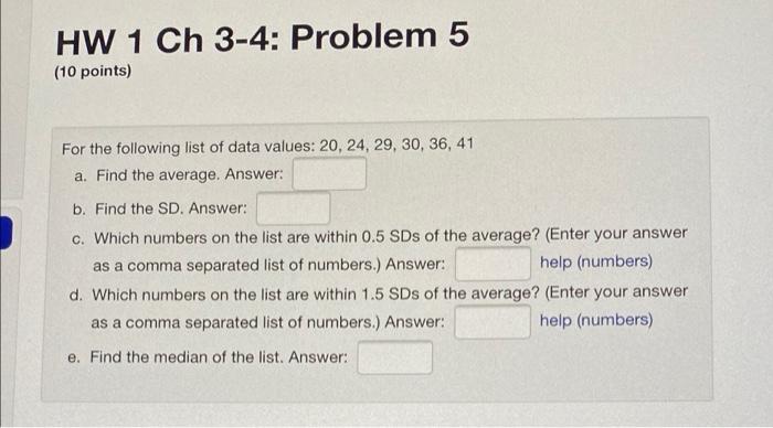 Solved HW 1 Ch 3-4: Problem 5 (10 points) For the following | Chegg.com