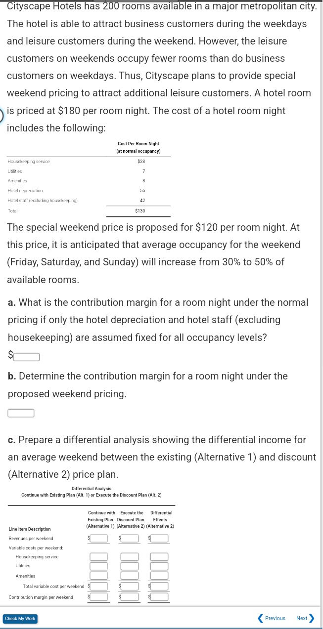 Solved Cityscape Hotels has 200 ﻿rooms available in a major | Chegg.com