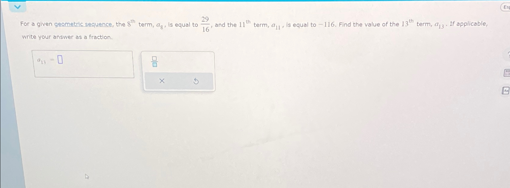 Solved For a given geometric sequence, the 8th ﻿term, a8, | Chegg.com