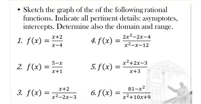 Solved • Sketch the graph of the of the following rational | Chegg.com