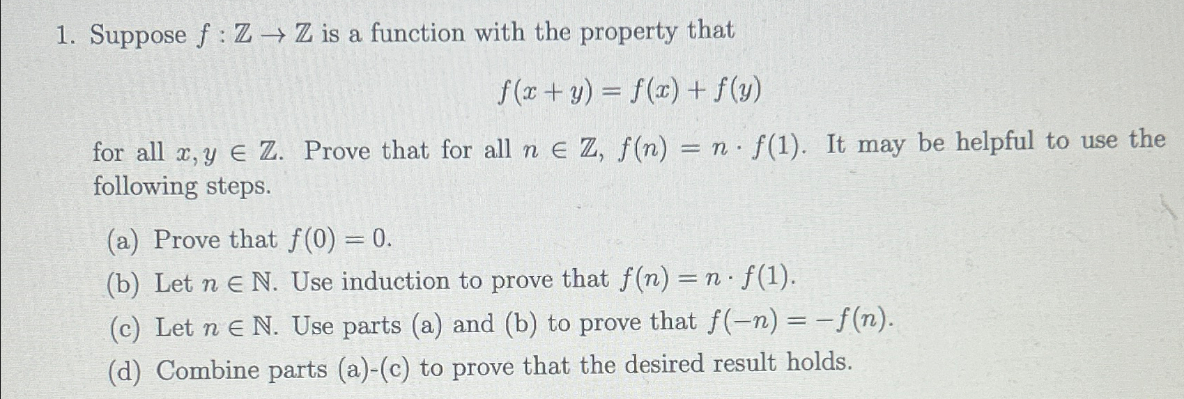 Solved Suppose f:Z→Z ﻿is a function with the property | Chegg.com