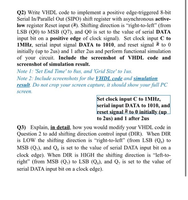 Solved (2) Write VHDL code to implement a positive | Chegg.com