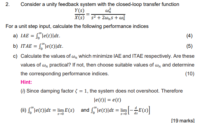 Solved Consider a unity feedback system with the closed-loop | Chegg.com