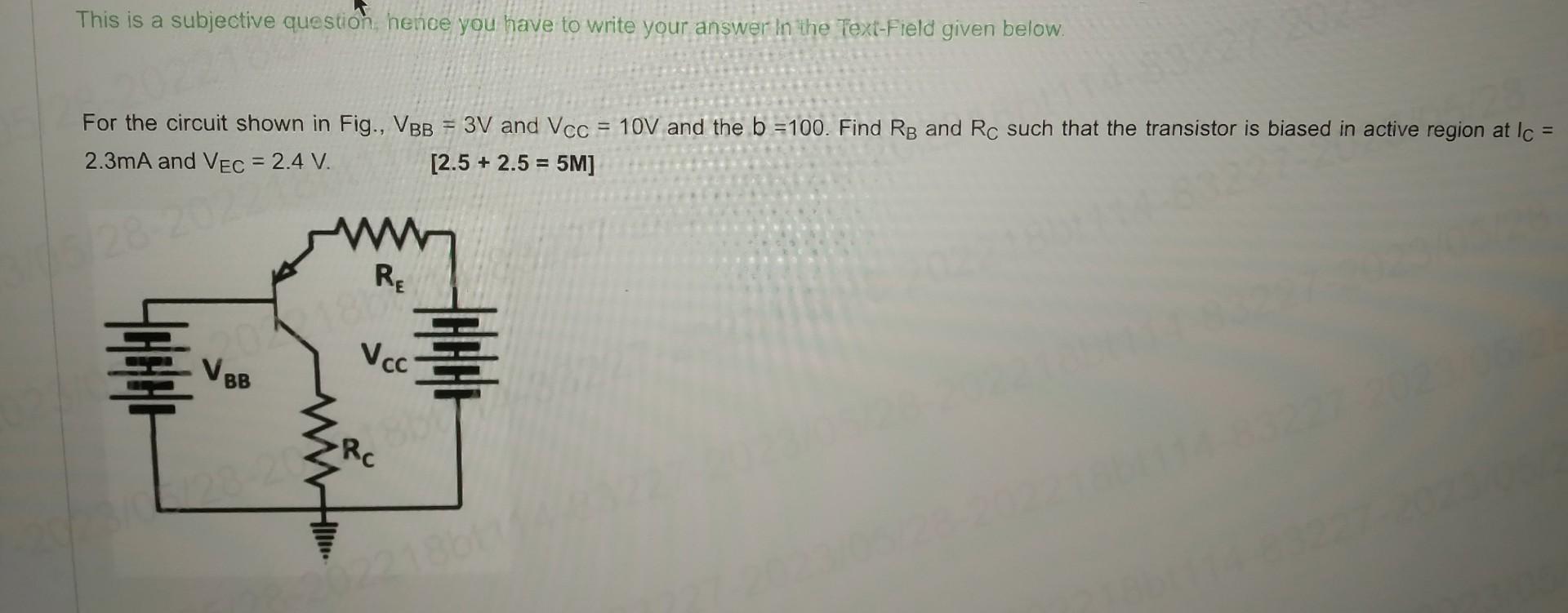 Solved For the circuit shown in Fig., VBB=3 V and VCC=10 V | Chegg.com