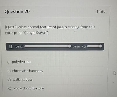 Solved Question 201 ﻿ptsWhat normal feature of jazz is | Chegg.com