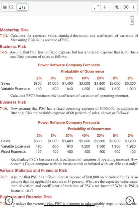 Solved im looking for help with problem 7-14 the values at | Chegg.com