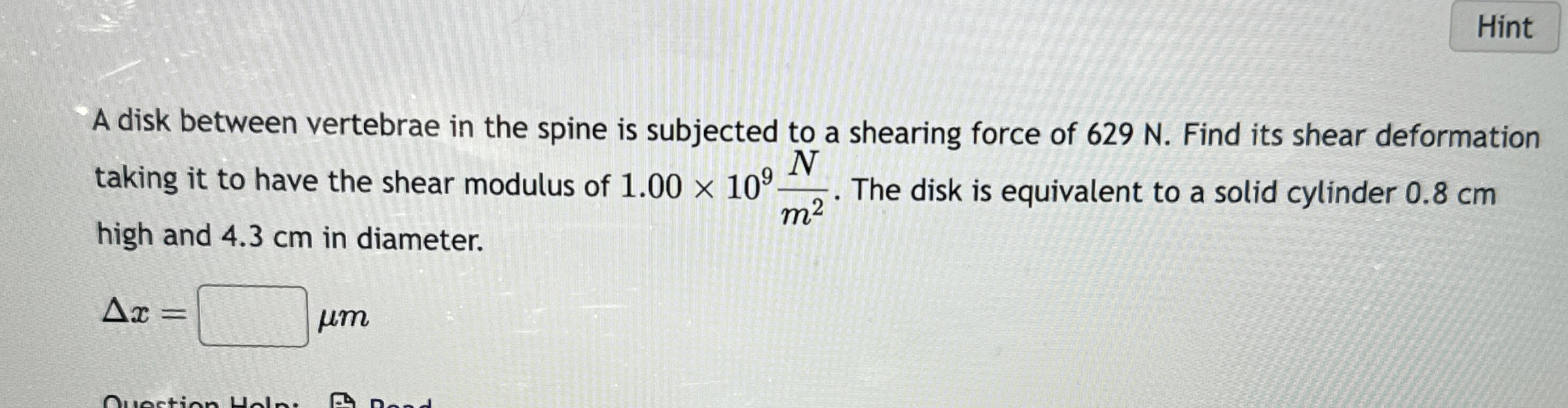 Solved A disk between vertebrae in the spine is subjected to | Chegg.com