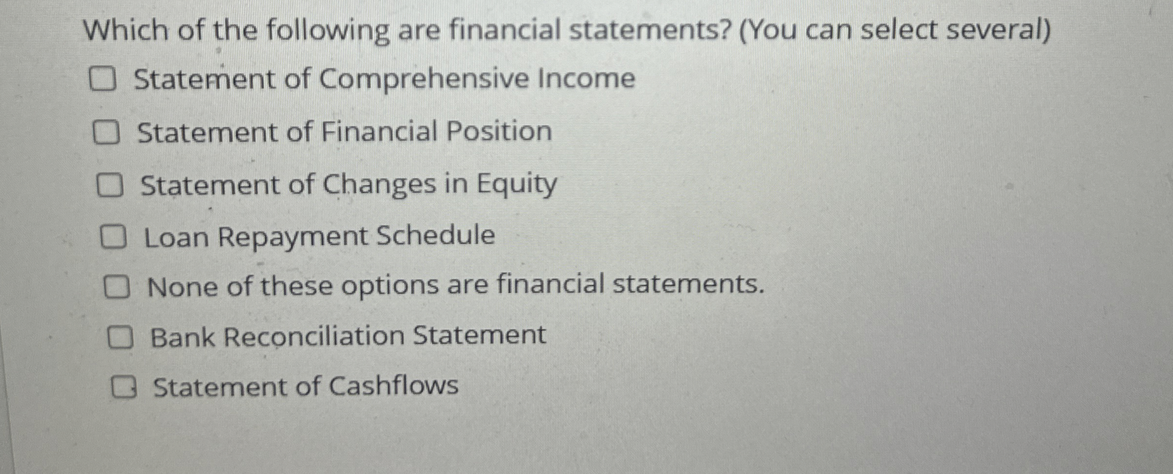 Solved Which of the following are financial statements? (You | Chegg.com
