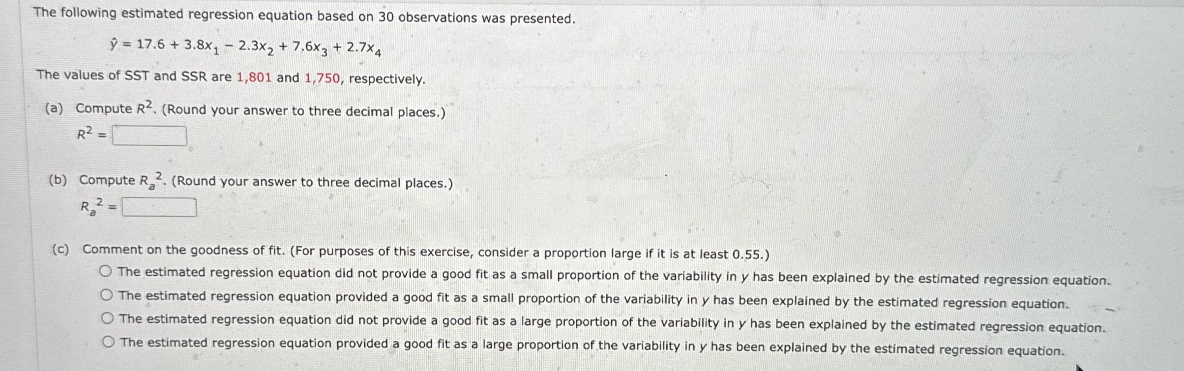 Solved The following estimated regression equation based on | Chegg.com