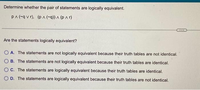 Solved Determine whether the pair of statements are | Chegg.com