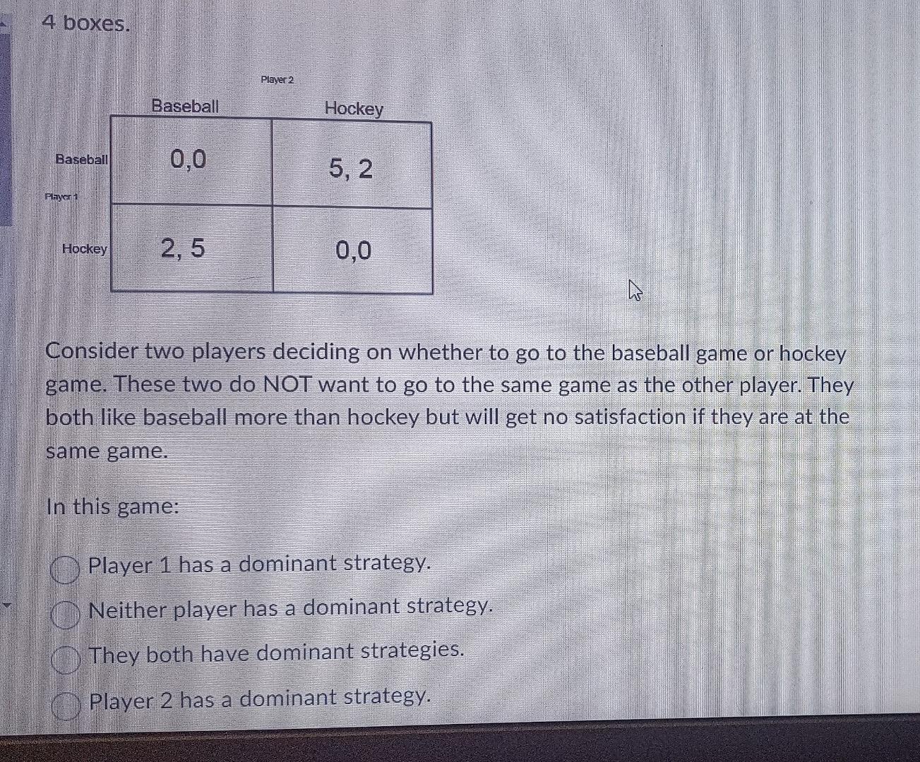 Solved Use this game box for this question and the two | Chegg.com