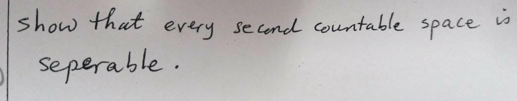 Solved Show that every second countable space is seperable. | Chegg.com