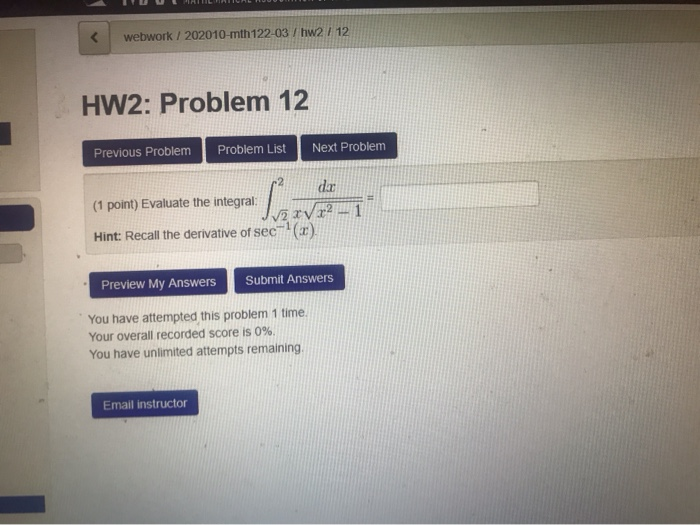 Solved DUATILINTIRE webwork / 202010-mth 122-03 /hw2 / 12 | Chegg.com Solved DUATILINTIRE webwork / 202010-mth 122-03 /hw2 / 12 | Chegg.com